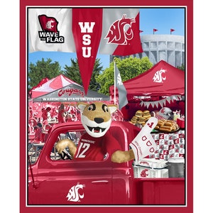 Official Licensed Washington State University Cotton Quilting Panel and ...