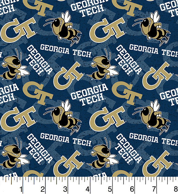 Official Licensed Georgia Tech Cotton Quilting Fabrics-ga Tech Yellow ...