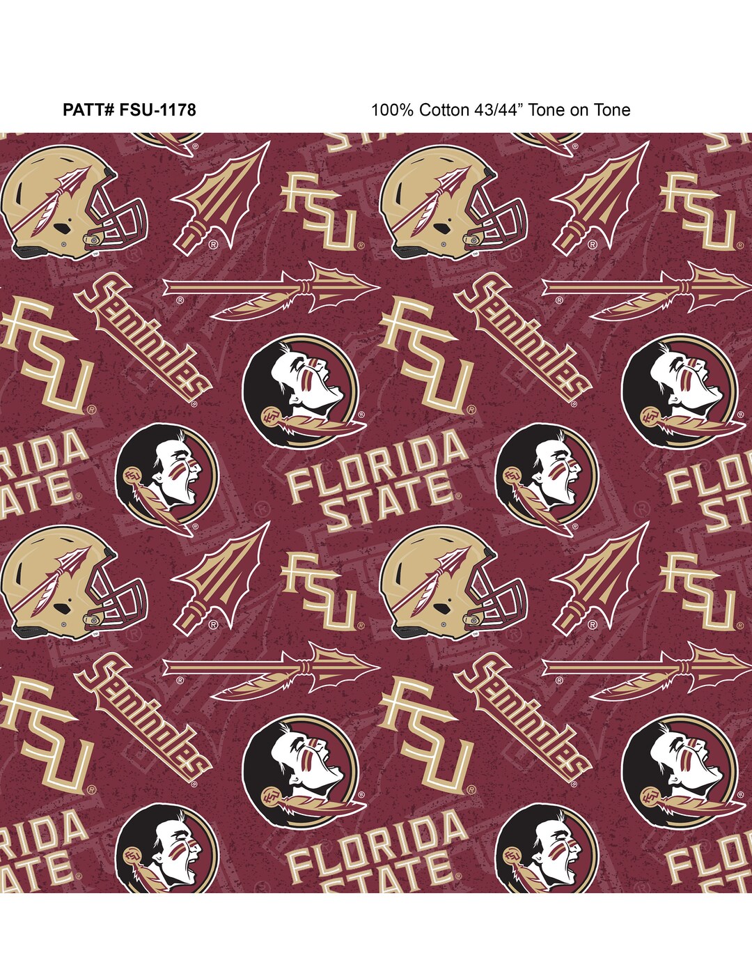 Official Licensed Florida State University Cotton Quilting Fabrics-fsu ...