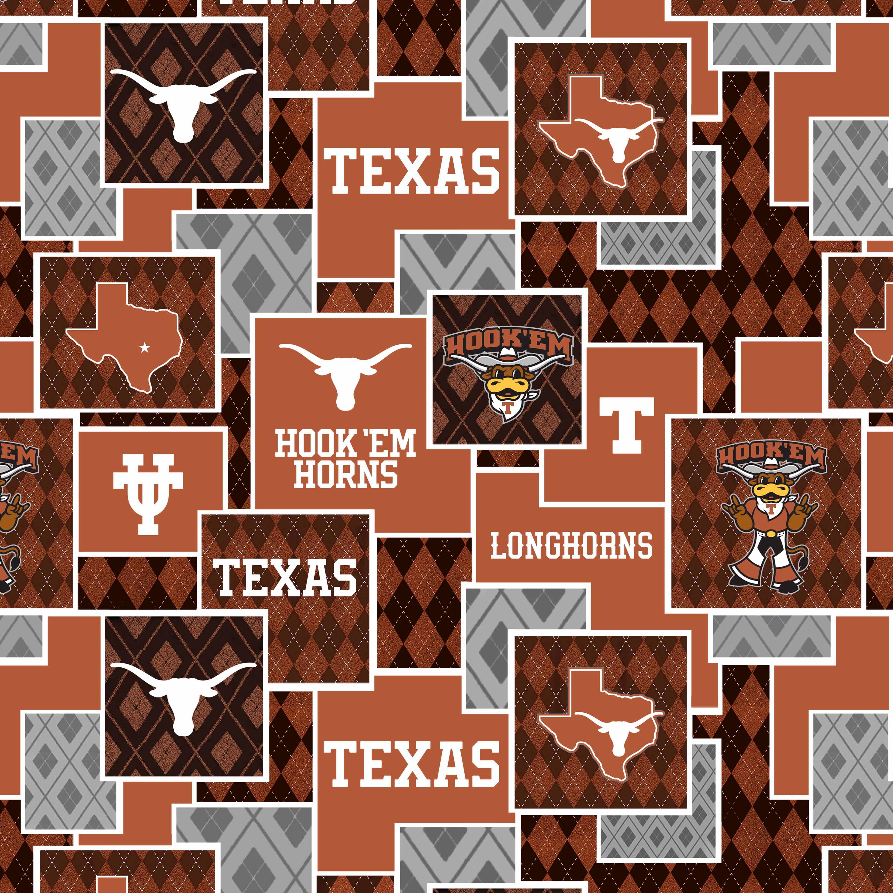 Official Licensed University of Texas Cheater Quilt Cotton Fabric-texas ...