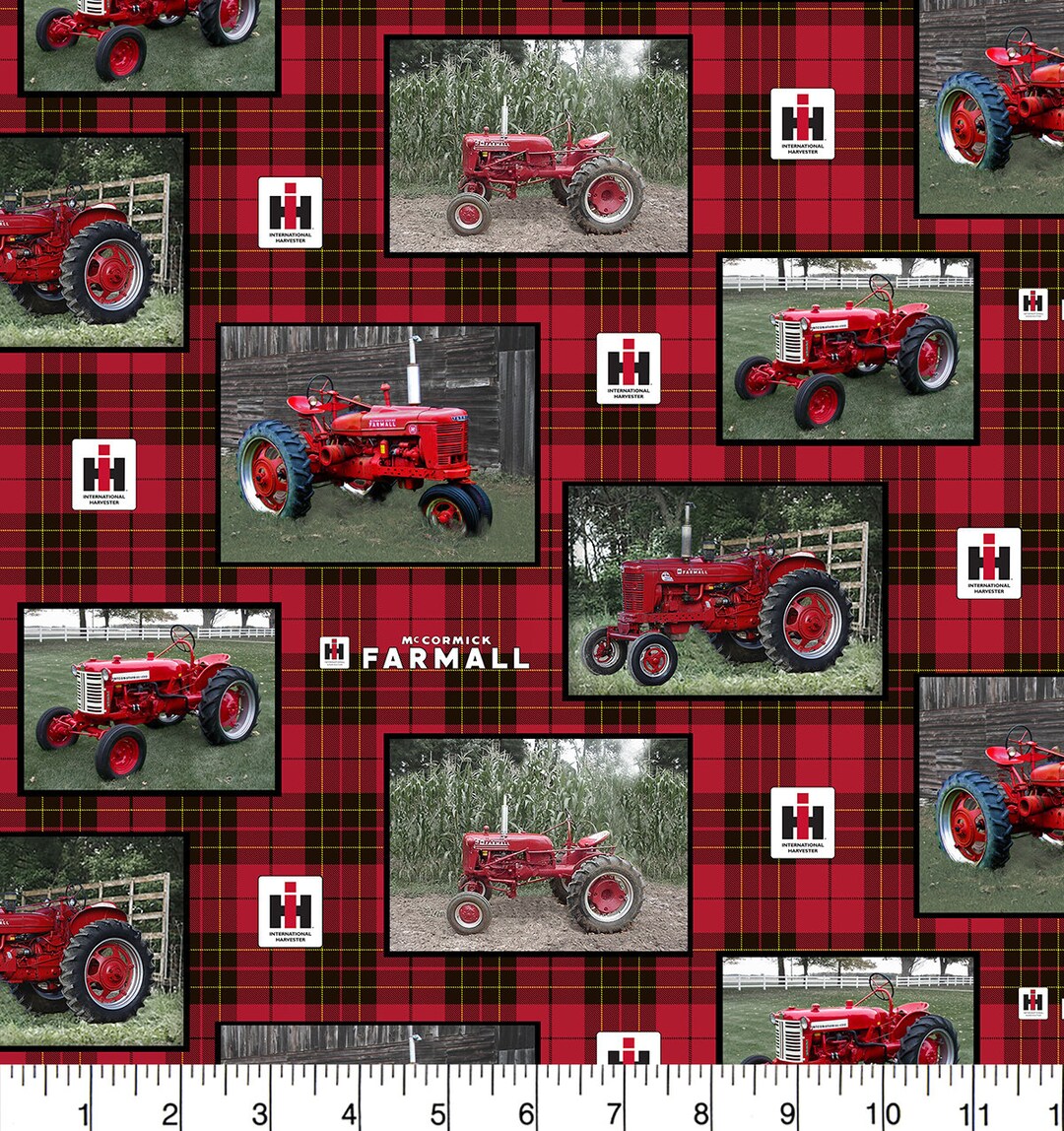 Official Licensed Farmall Tractor & Plaid Cotton Quilting Fabrics ...