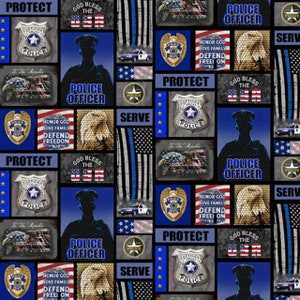 Official Licensed Police Officer Cotton Quilting Fabrics- Police ...