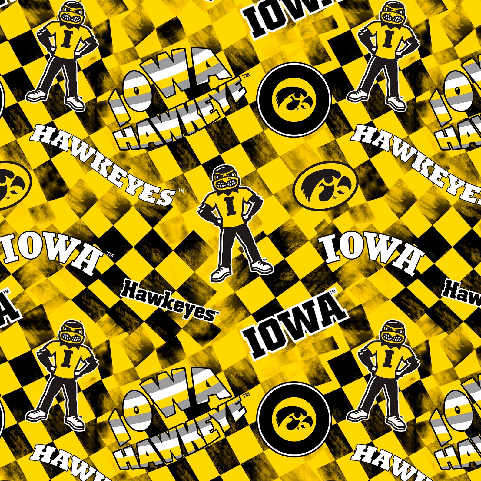 Official Licensed University of Iowa Cheater Quilt Cotton Fabric-iowa ...