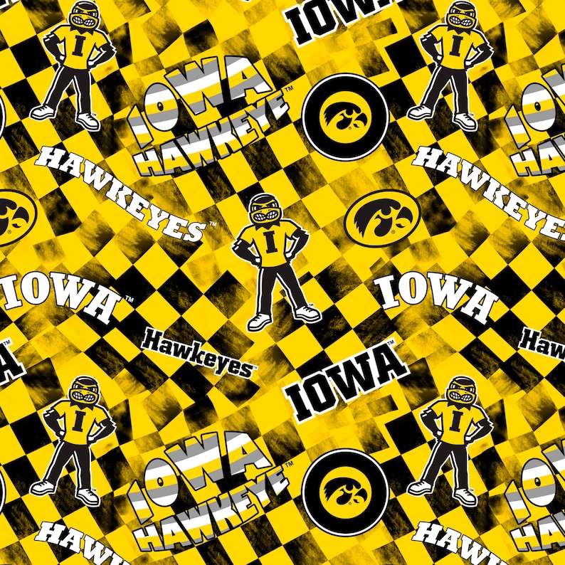 Official Licensed University of Iowa Cheater Quilt Cotton Fabric-iowa ...