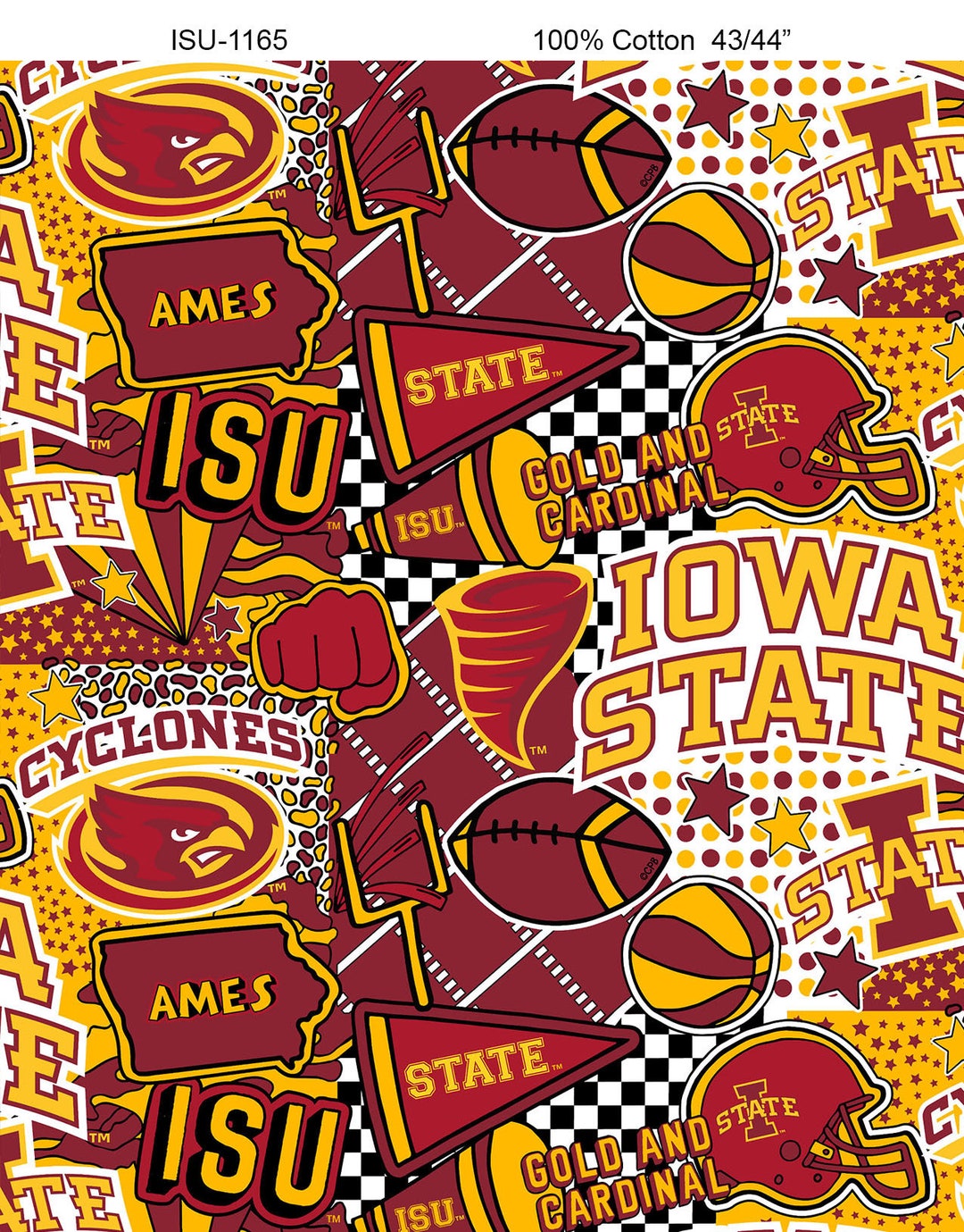 Official Licensed Iowa State University Cotton Quilting Fabrics-iowa ...