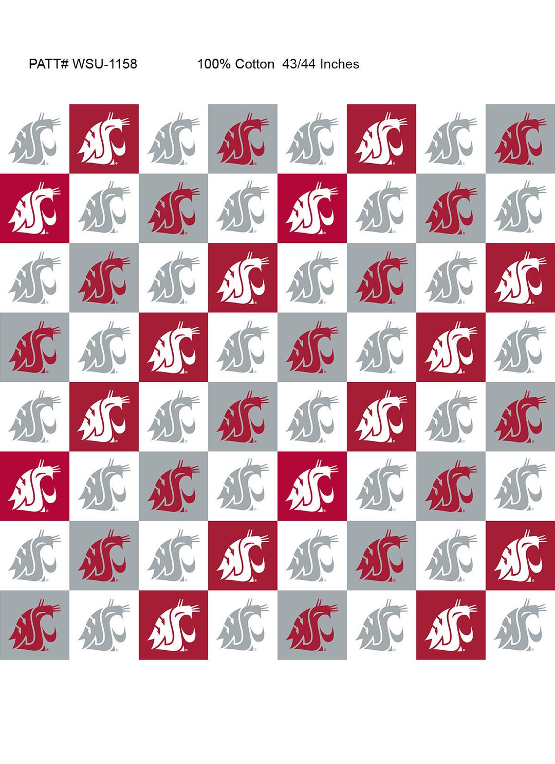 Official Licensed Washington State University Cotton Quilting Fabrics ...