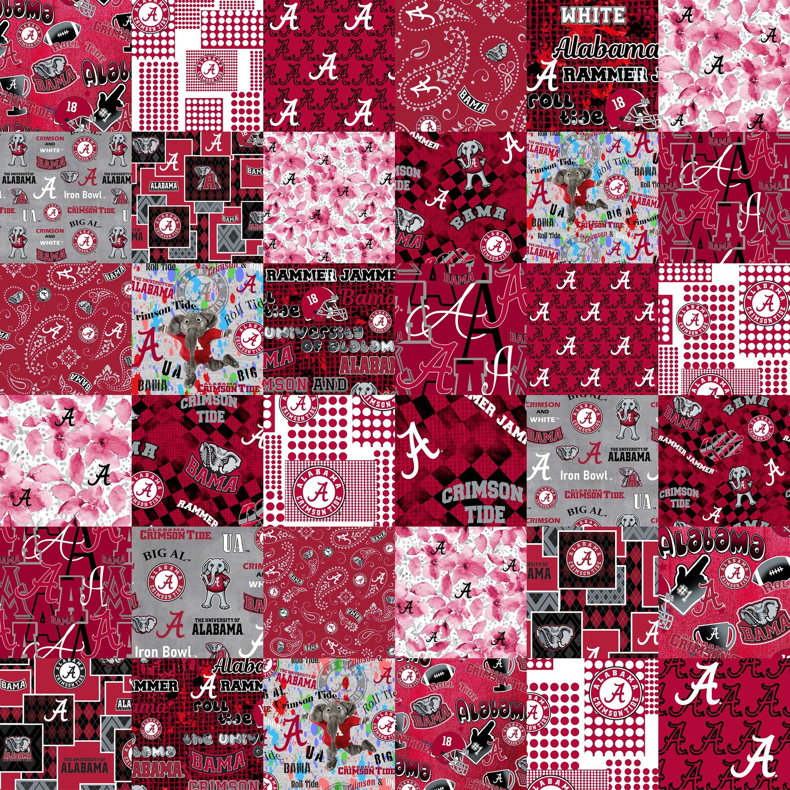 Official Licensed University of Alabama Cheater Quilt Cotton Fabric ...