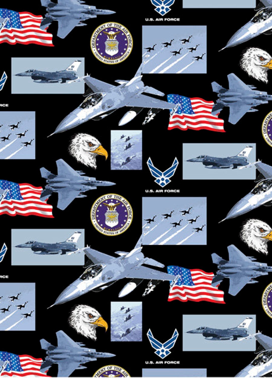 Official Licensed Military US Air Force Cotton Quilting Fabrics- US Air ...