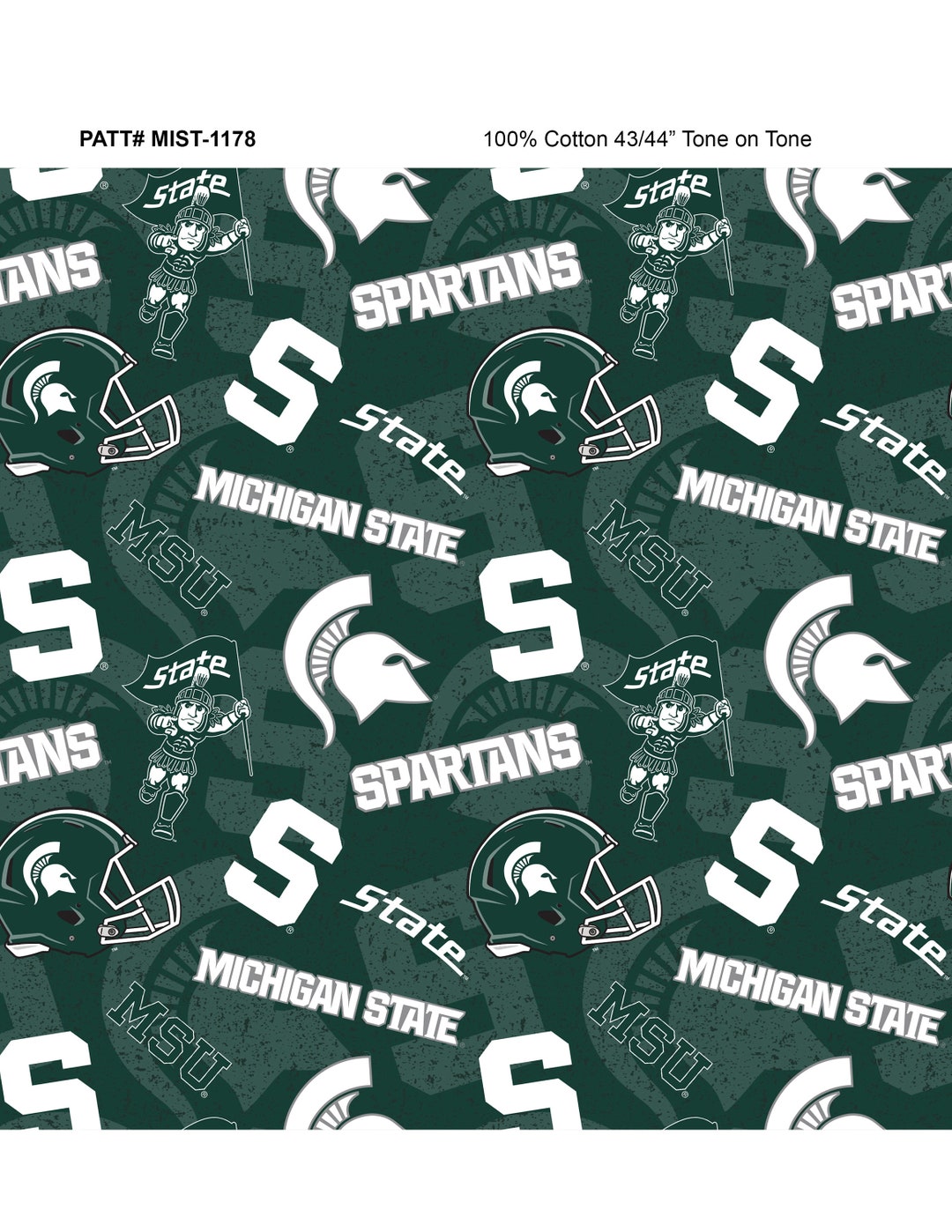 Official Licensed Michigan State University Cotton Quilting Fabrics ...