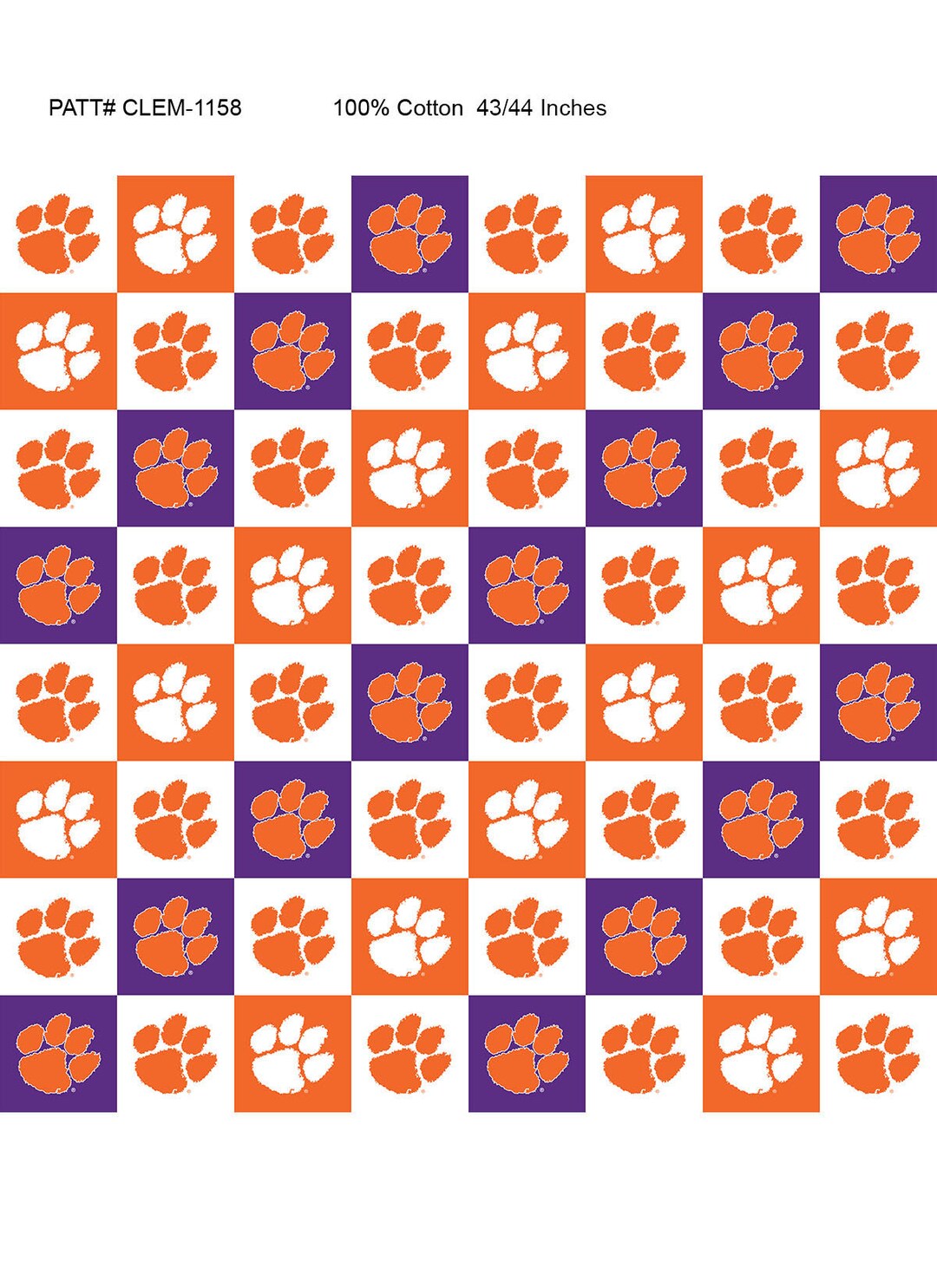 Official Licensed Clemson University Cotton Quilting Fabrics-clemson ...