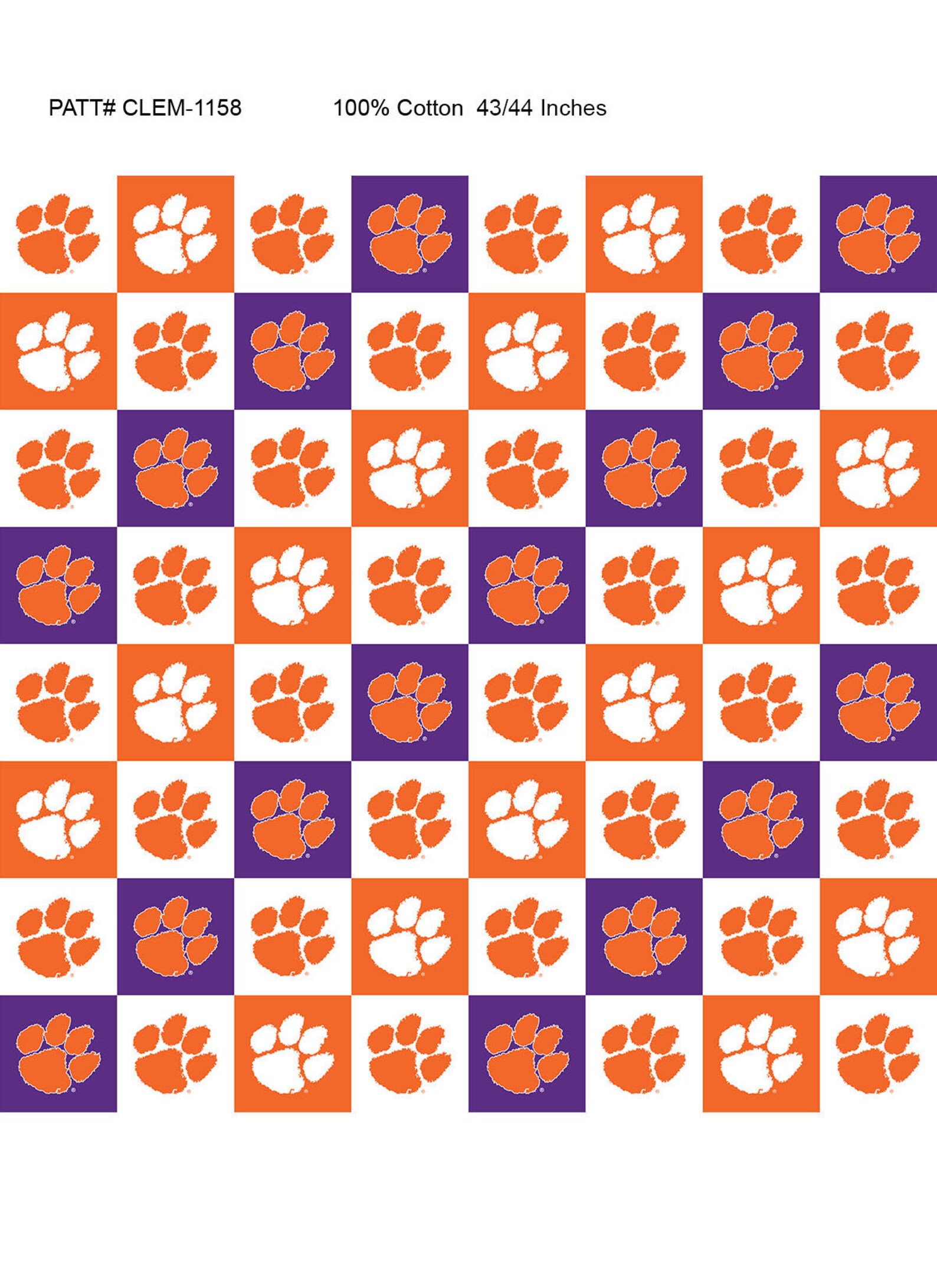 Official Licensed Clemson University Cotton Quilting Fabrics-clemson ...