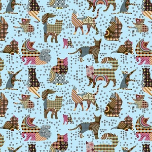 Life is Better With a Cat- Patchwork Cat Patterned Fabric Sold by the ...