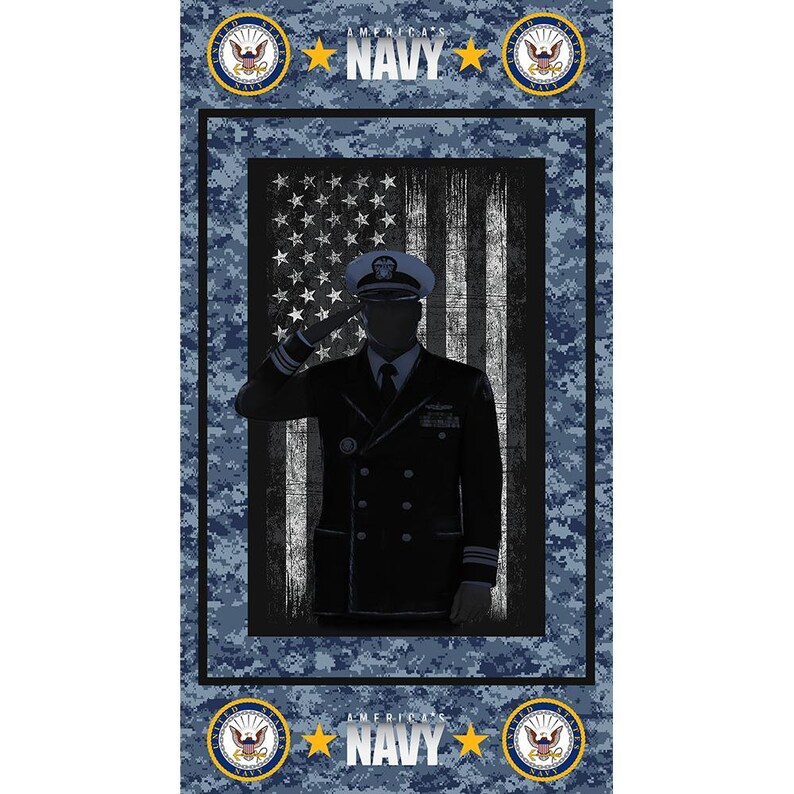 Official Licensed Military US Navy Cotton Quilting Fabrics- US Navy ...