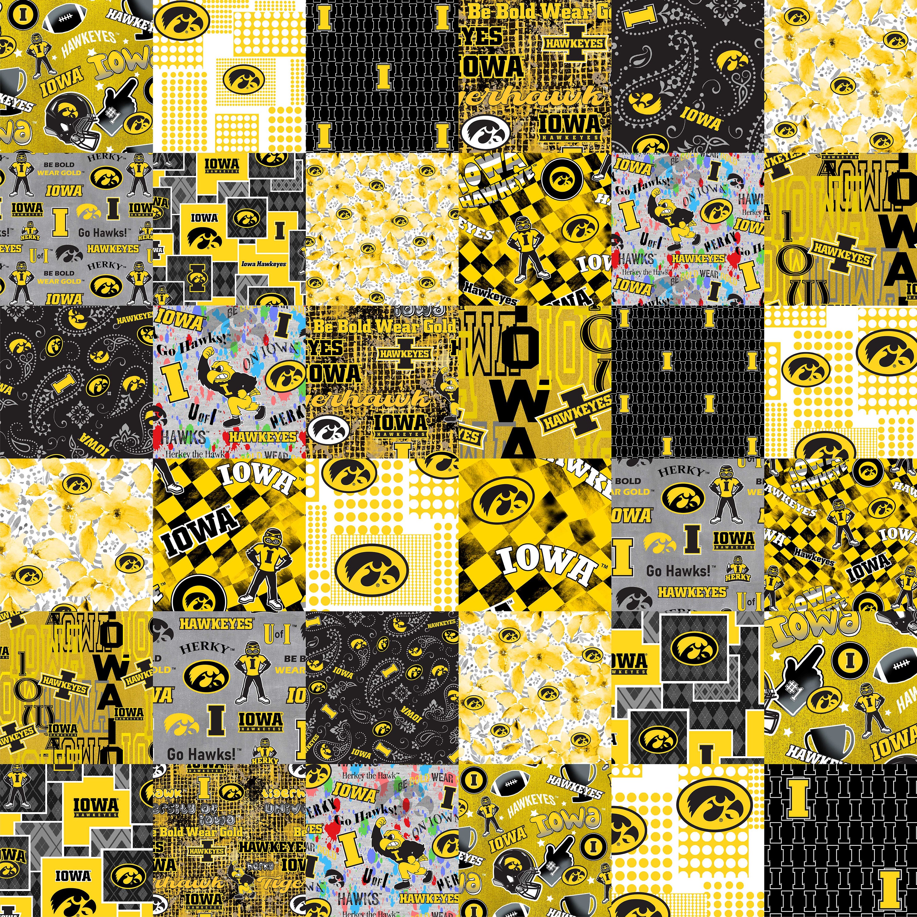 Official Licensed University of Iowa Cheater Quilt Cotton Fabric-iowa ...