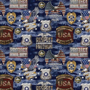 Official Licensed Police Officer Cotton Quilting Fabrics- Police ...