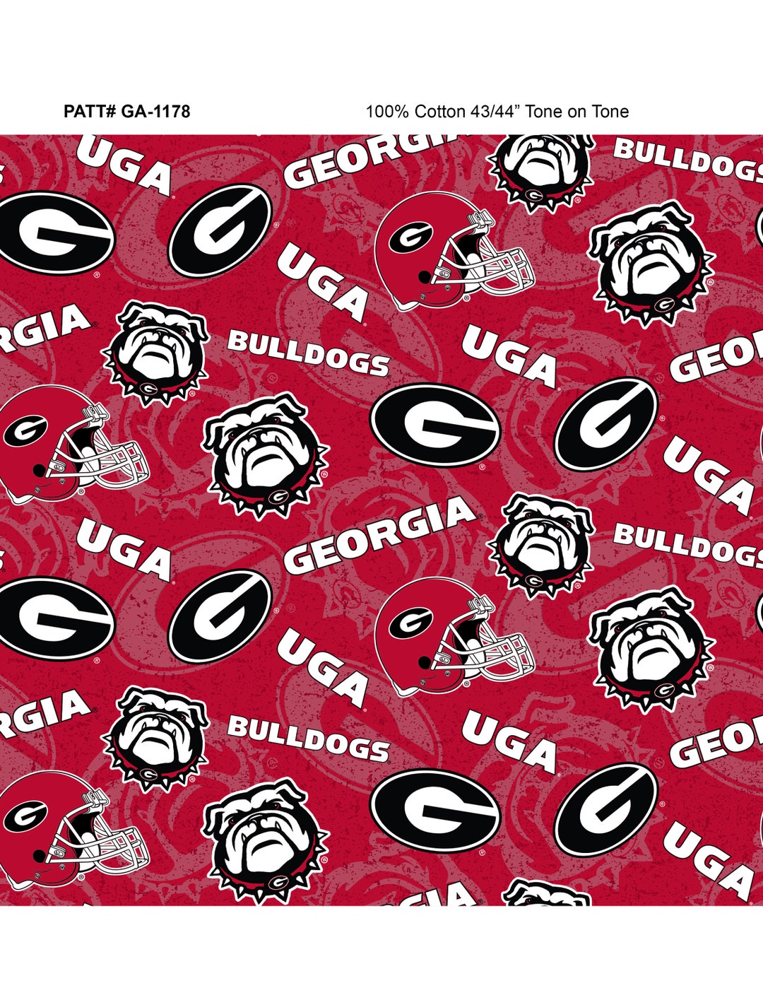 Official Licensed University of Georgia Cotton Quilting Fabrics-georgia ...