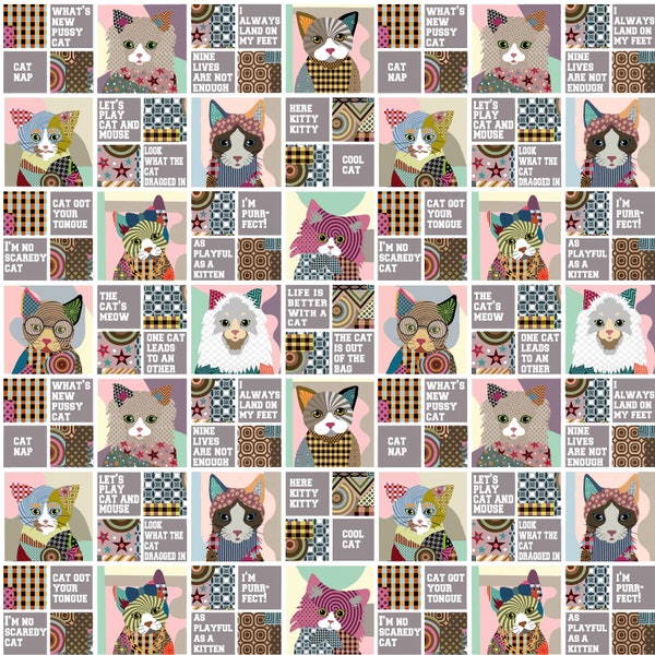 Patchwork Cats - Etsy