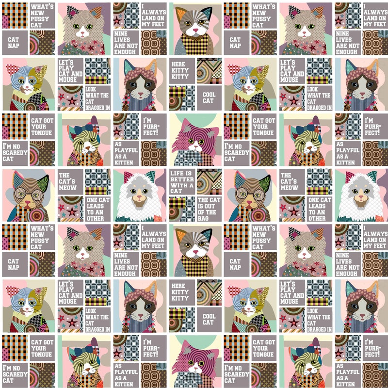 Patchwork Cats - Etsy