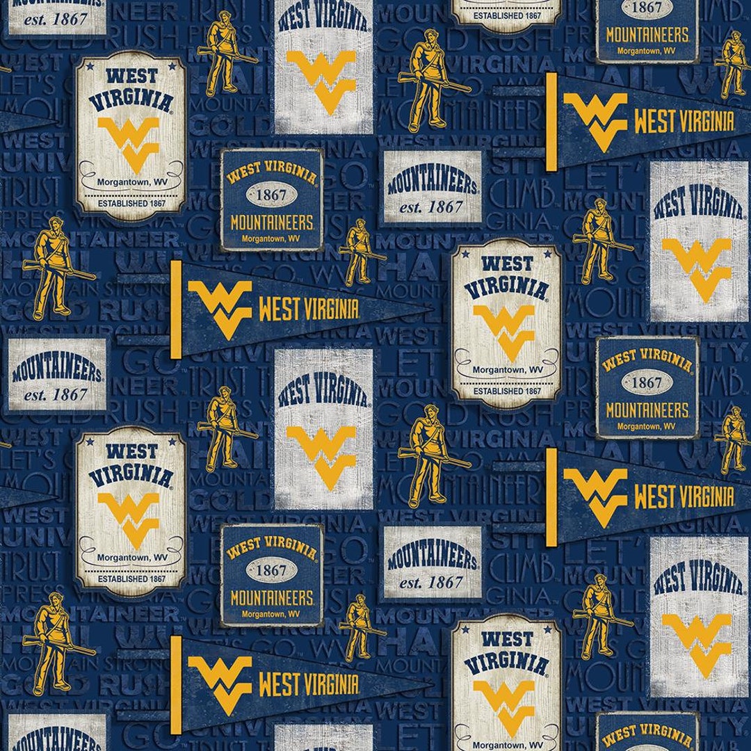 Official Licensed West Virginia University Cotton Quilting Fabrics-west ...