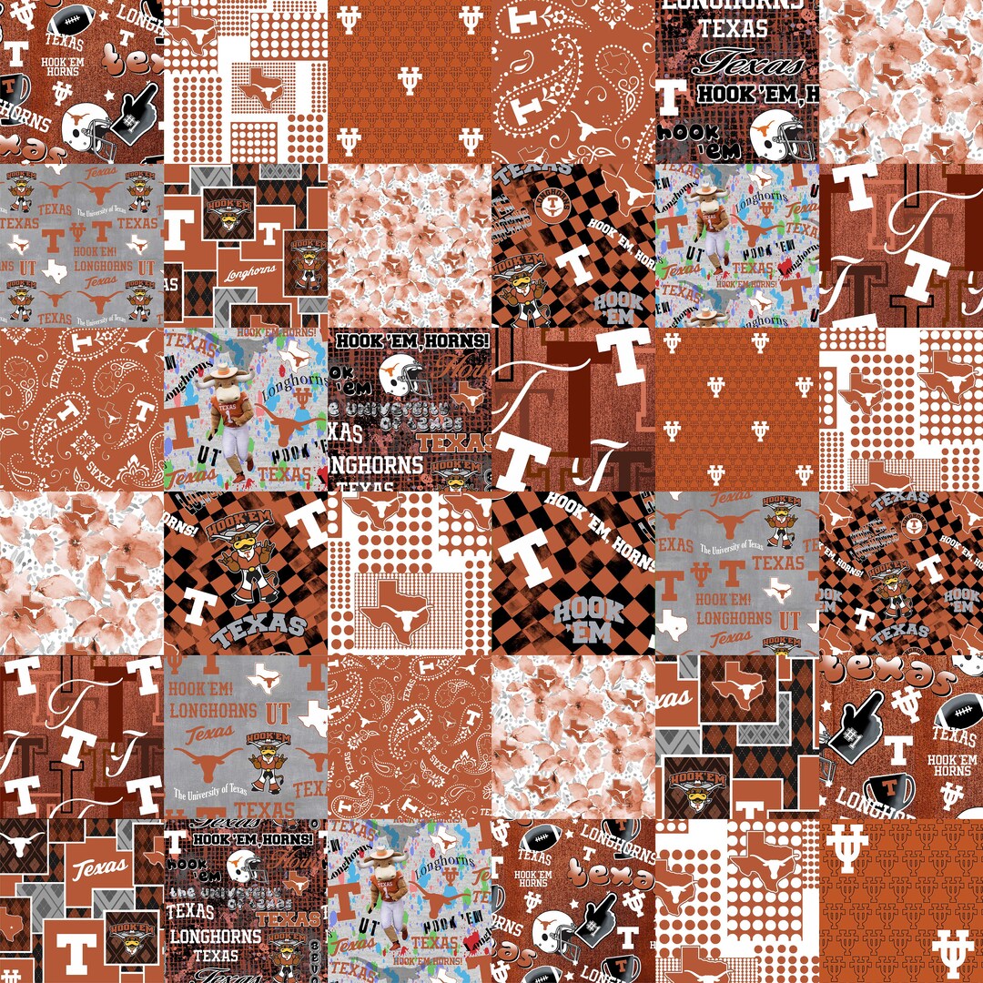 Official Licensed University of Texas Cheater Quilt Cotton Fabric-texas ...