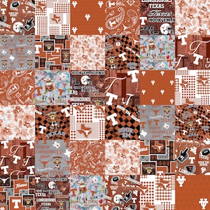 Official Licensed University of Texas Cheater Quilt Cotton Fabric-texas ...
