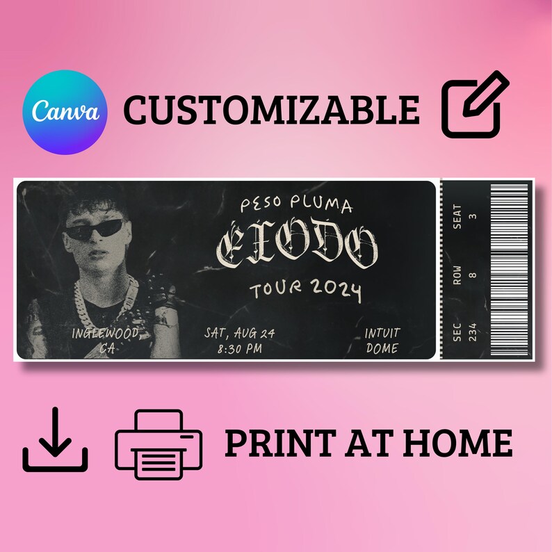 Peso Pluma Ticket (exodo Tour) *download Concert Customizable Edit ...