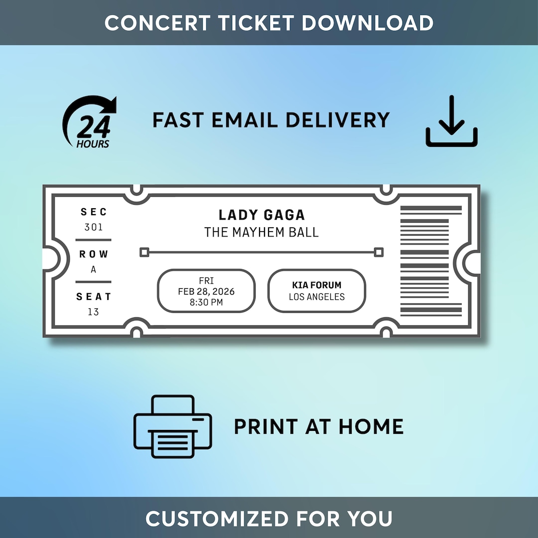Concert Ticket Stub (digital Download) | Custom | Fast | Easy Print at ...
