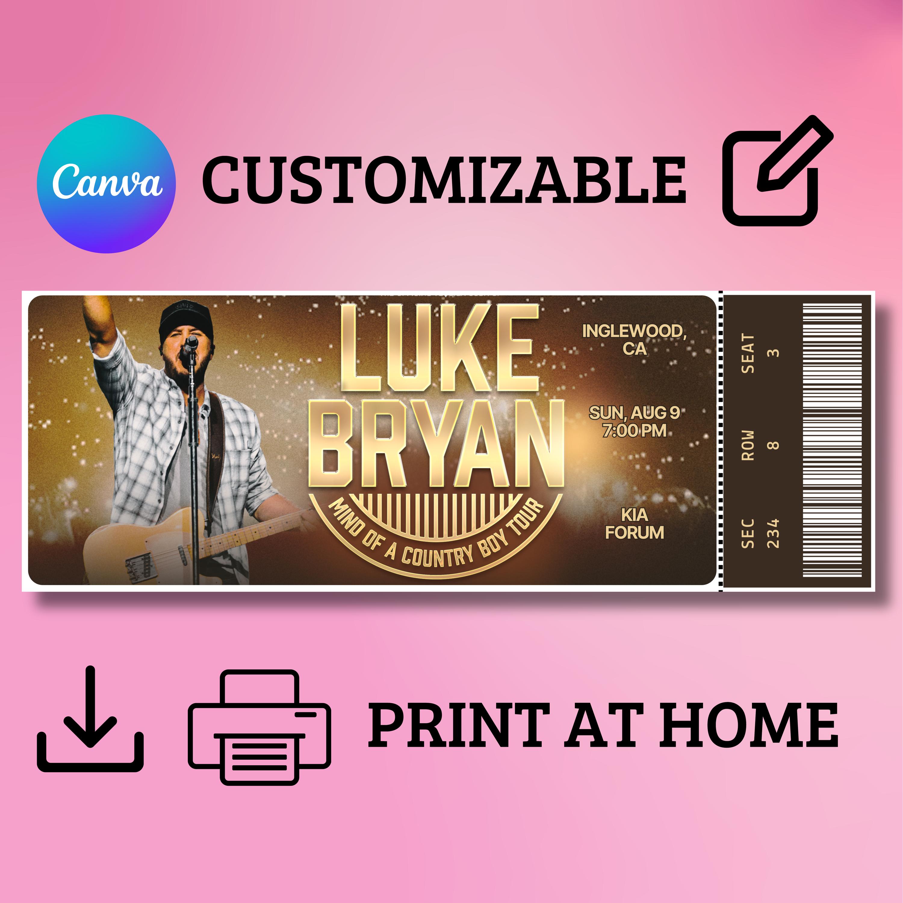 Luke Bryan Ticket (mind of a Country Boy Tour) *download Concert ...