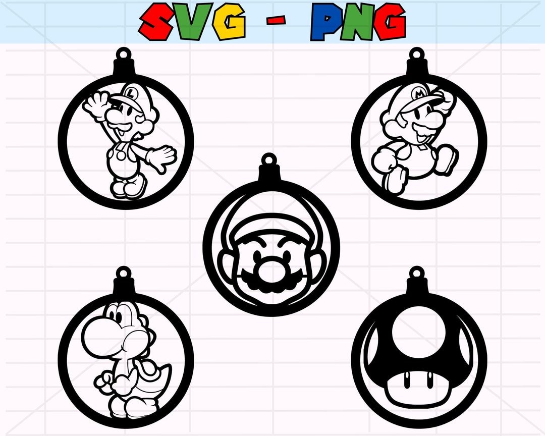 Super Mario Christmas Ornament SVG PNG BUNDLE 10 Pcs,super Mario ...