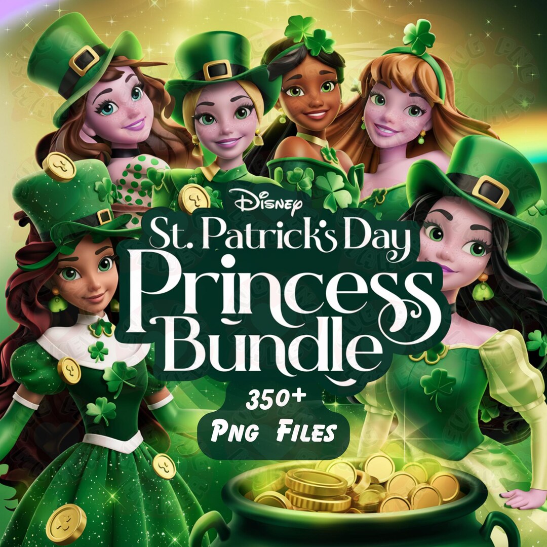 St. Patrick’s Day Princess PNG Bundle 350+ Files, Cartoon Princess ...