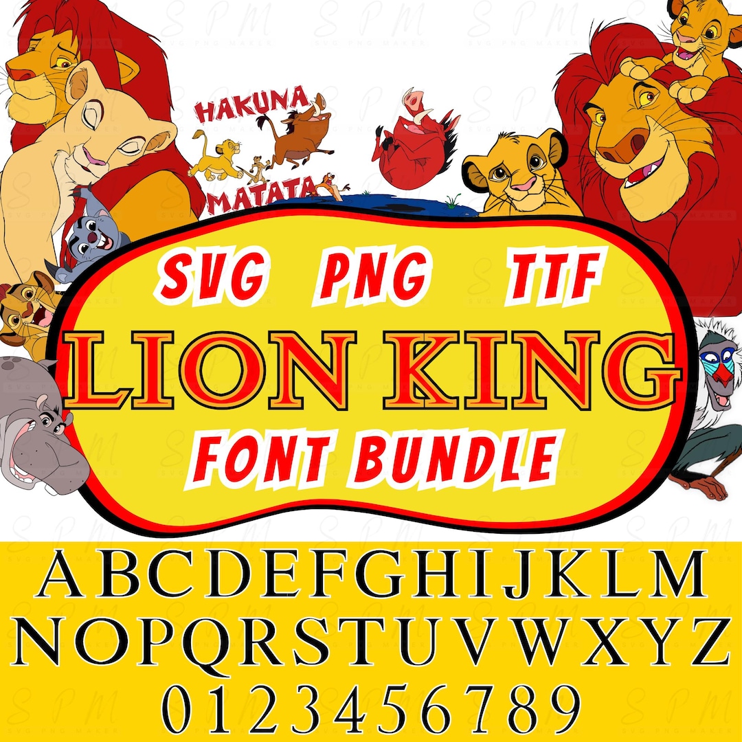 Lion King Font Svg Png Ttf Bundle,lion King Letters,lion King Alphabet ...