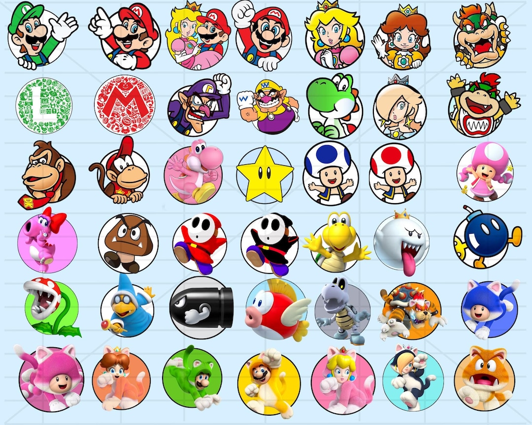 Super Mario Characters PNG Bundle,super Mario Birthday Party Bundle ...