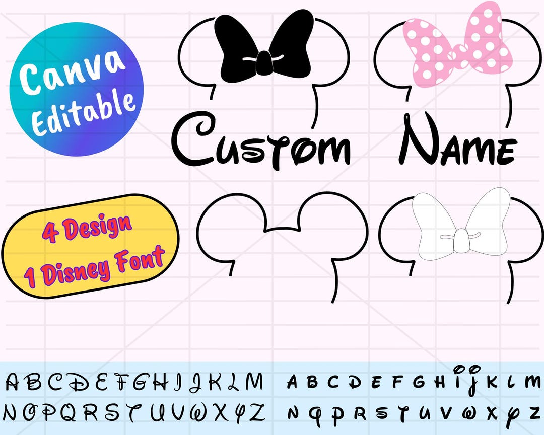 Mickey Minnie Head Canva Editable PNG Font Bundle,personalized Mickey ...
