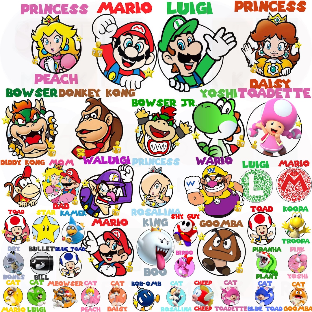 Super Mario Characters PNG Bundle,super Mario Birthday Party Bundle ...