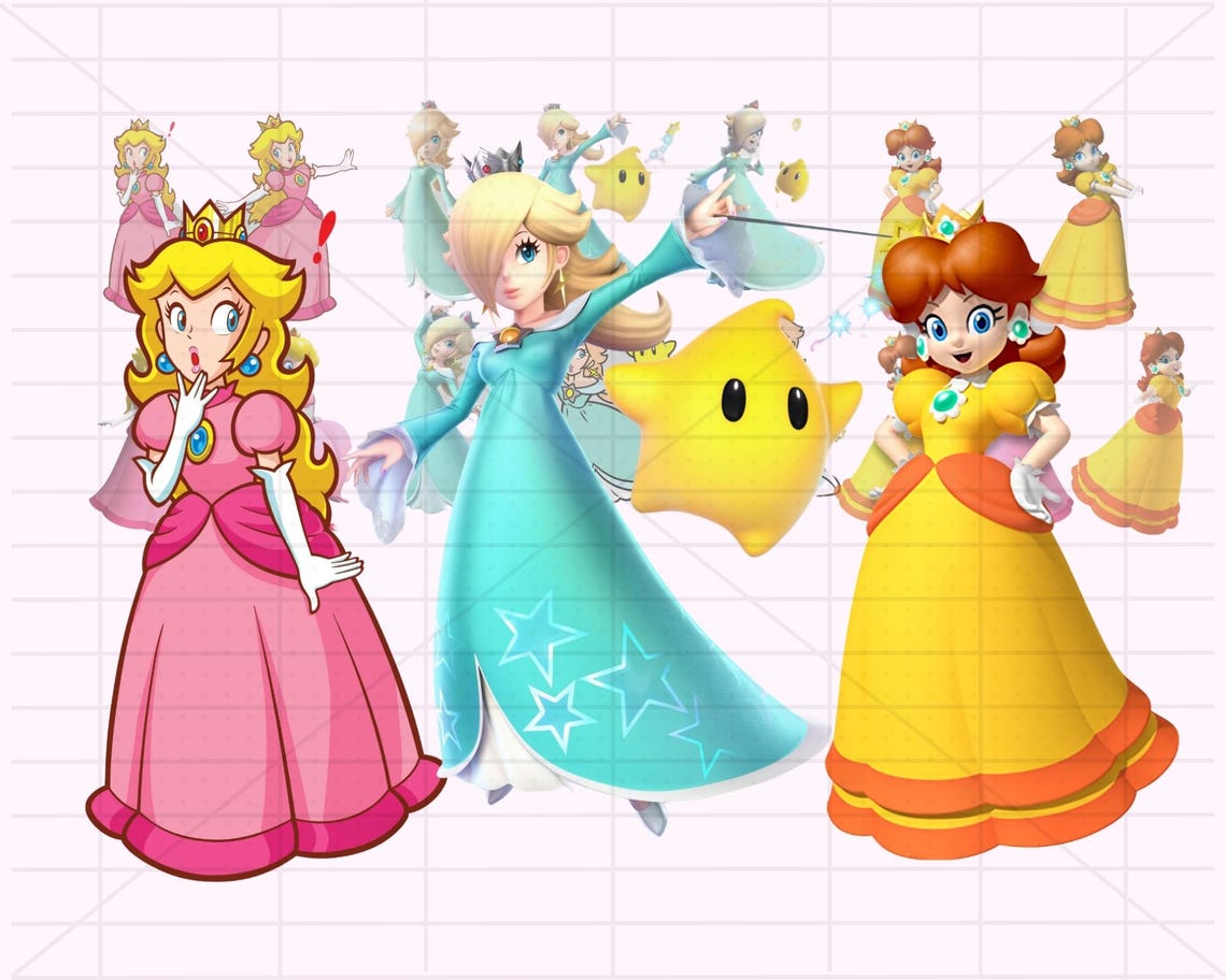 Super Mario Princesses PNG Bundle,mario Group Png,princess Peach Png ...