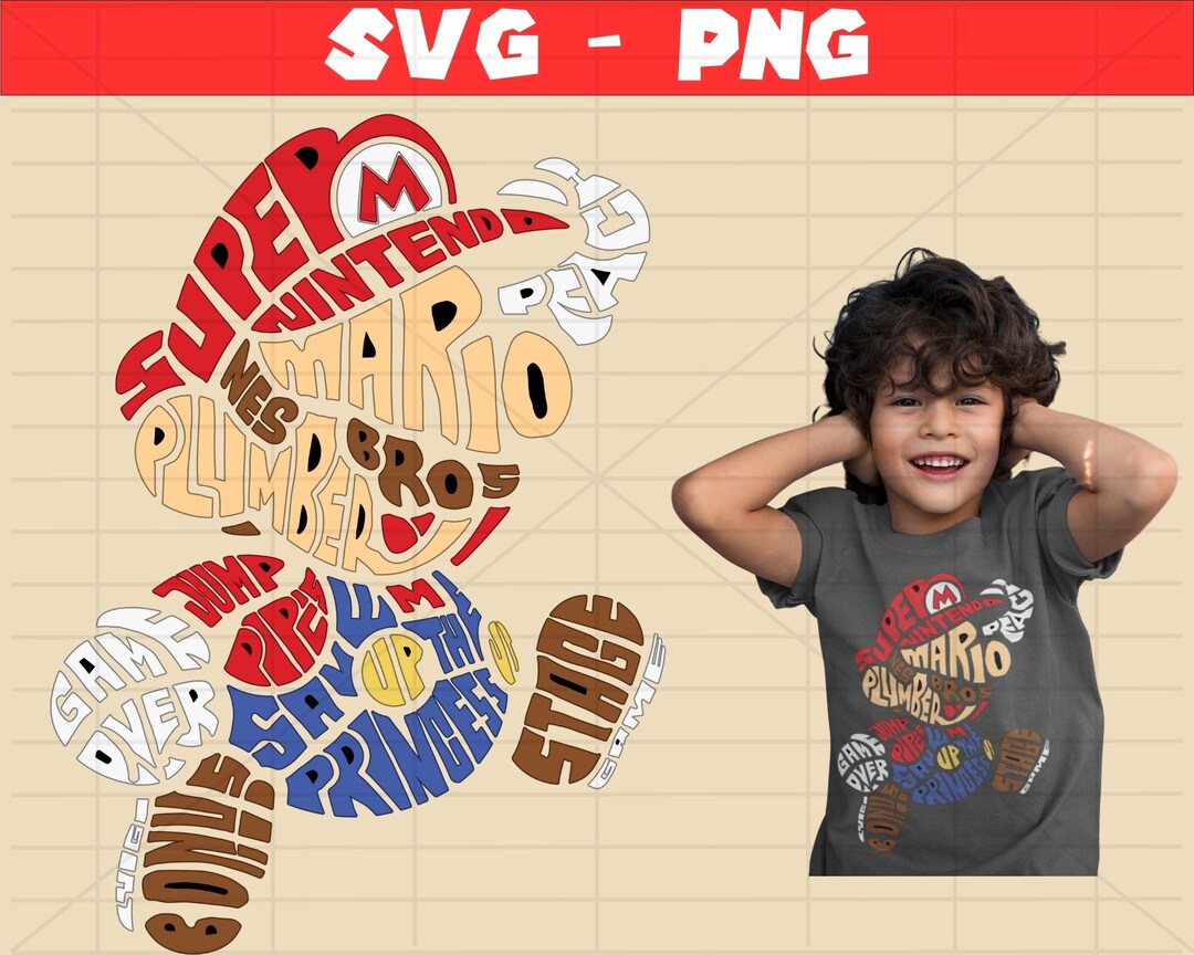 Typographyic Super Mario SVG Png,super Mario Text Face Vector,super ...