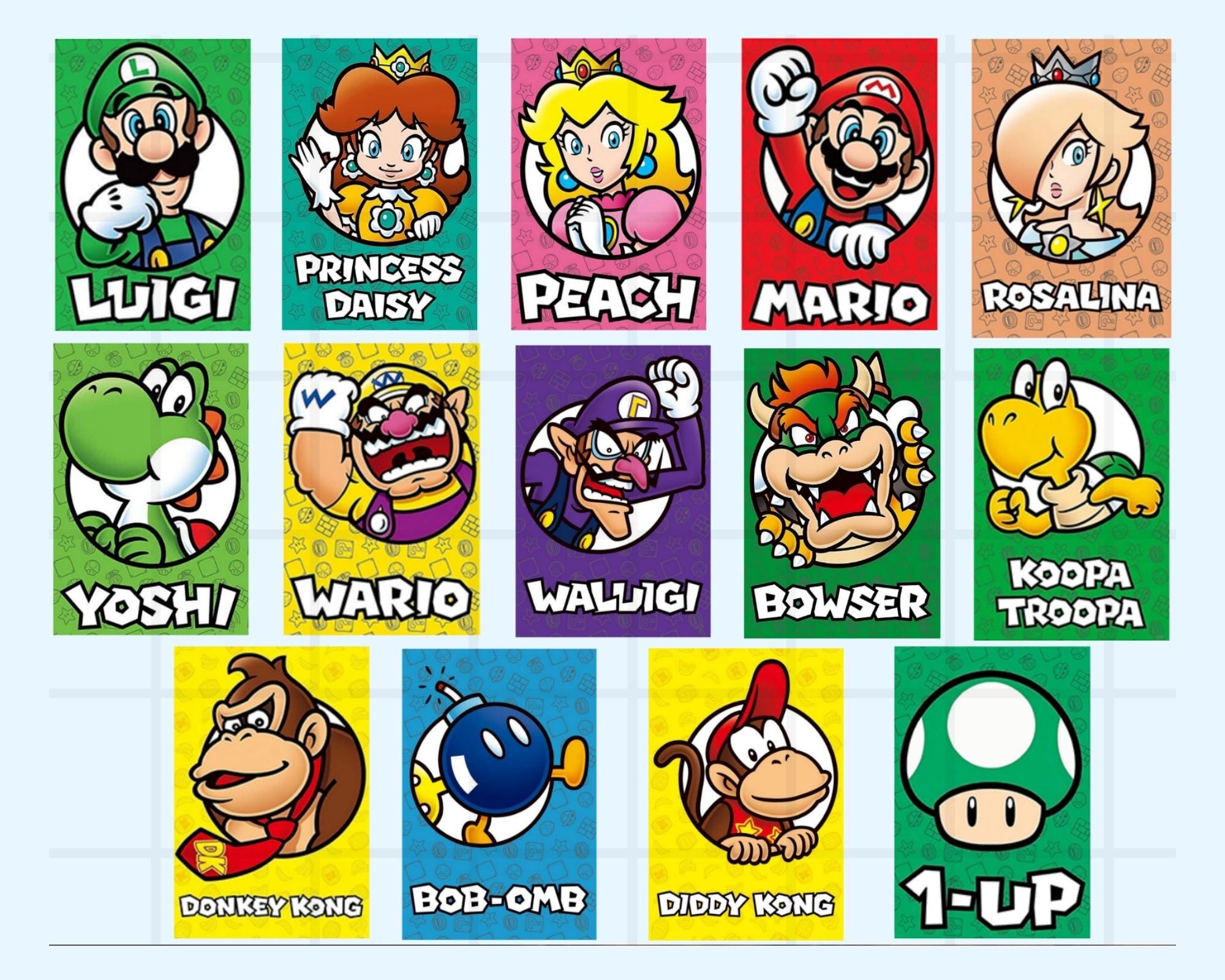Super Mario Characters Poster PNG Bundle,super Mario Birthday Party ...