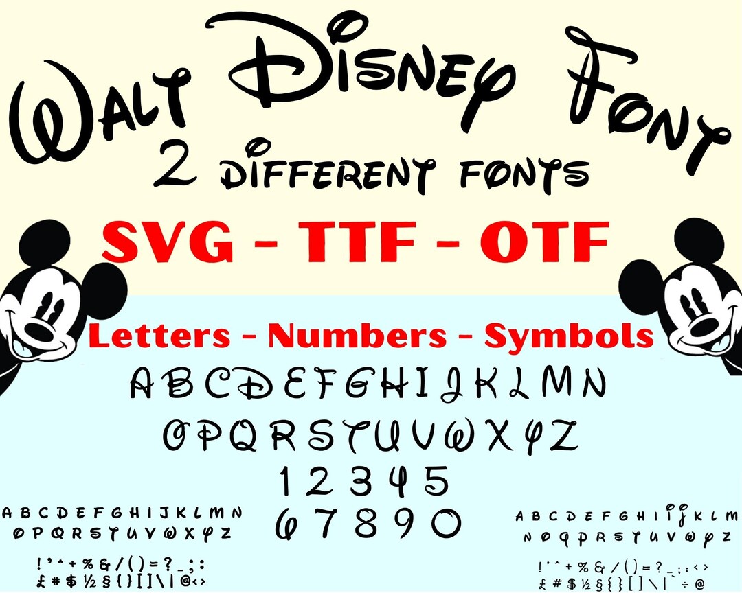 Walt Font SVG TFF OTF Bundle,personalized Mickey Alphabet,waltograph ...