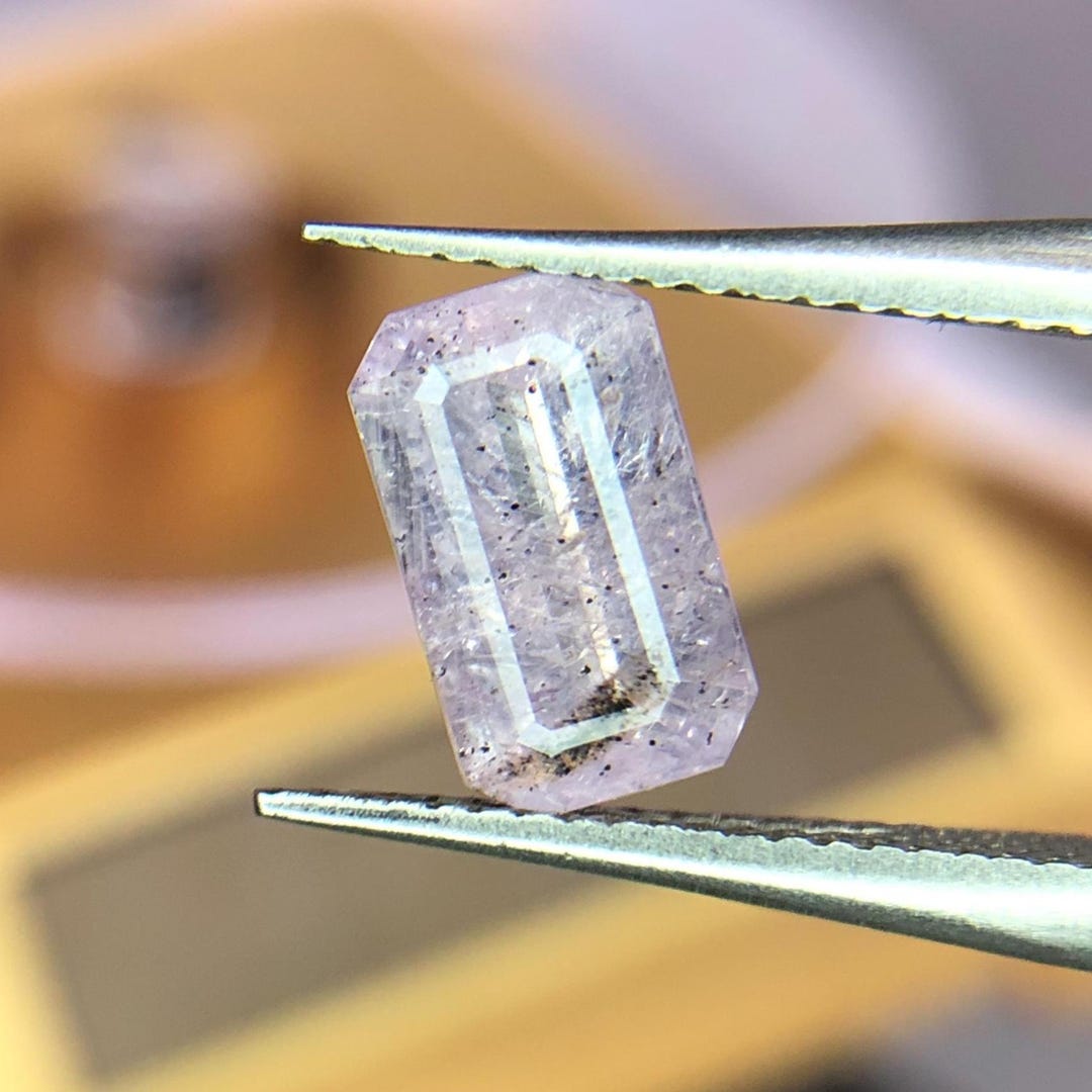 1.45 Ct Natural Pinkish Milky Sapphire Loose Gemstone - Emerald Cut - Etsy