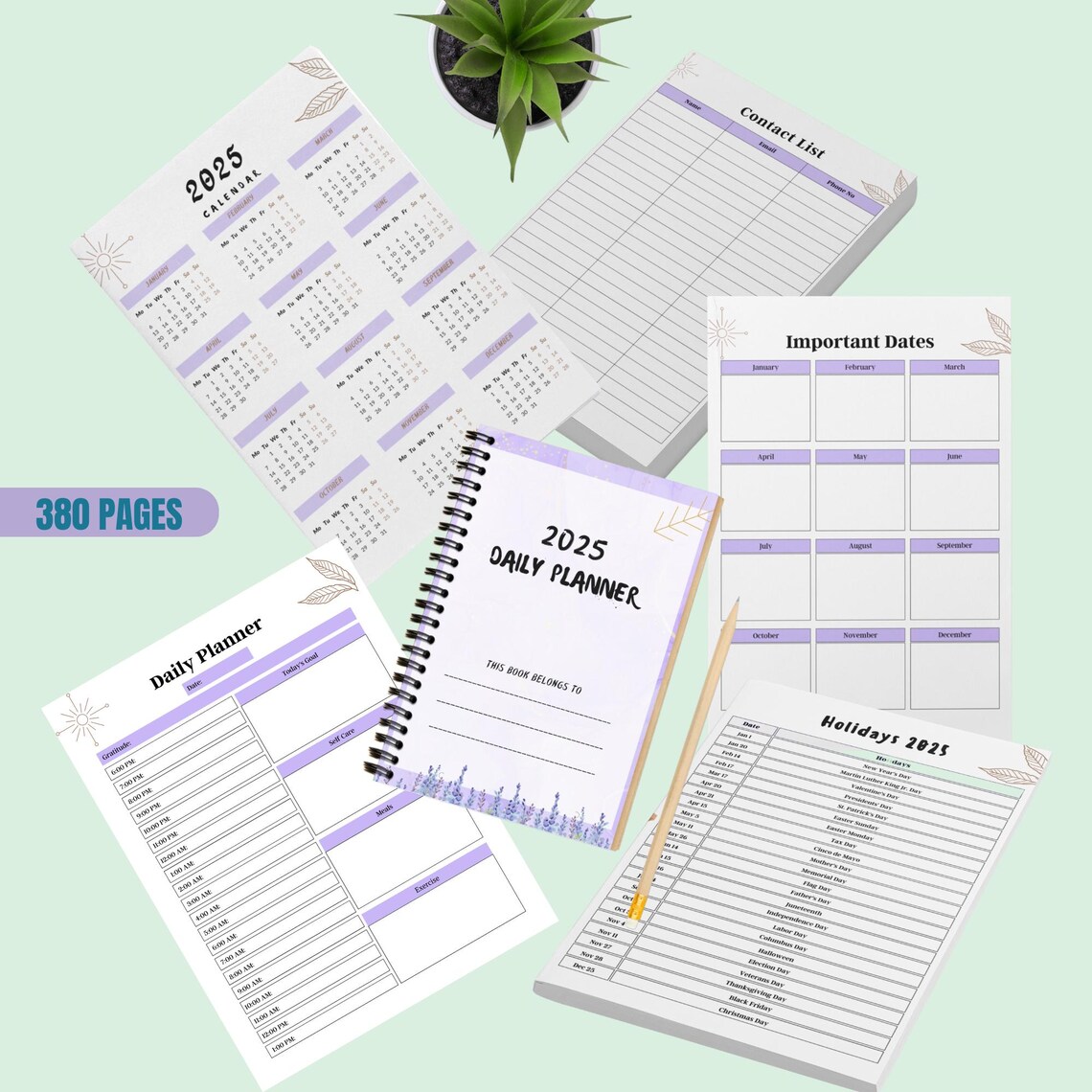 Editable 2025 Daily Planner for Canva,2025 Boho Calendar Printable,2025 ...
