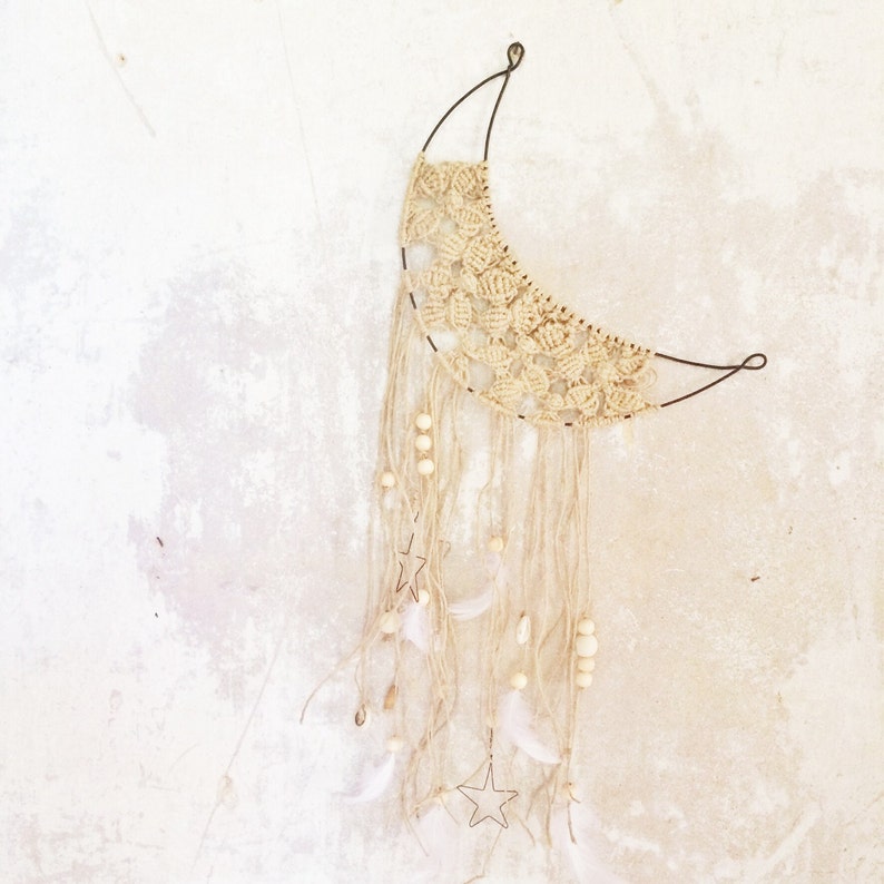 Moon Dream Catcher in Wire and Macrame Boho Style Wall - Etsy