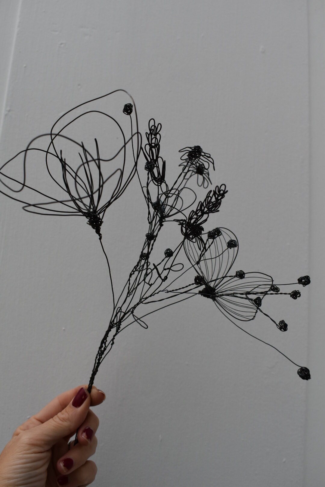 Handmade 3D Wire Flowers Bouquet, Set of 5 Stems, Minimal Vase or Wall ...