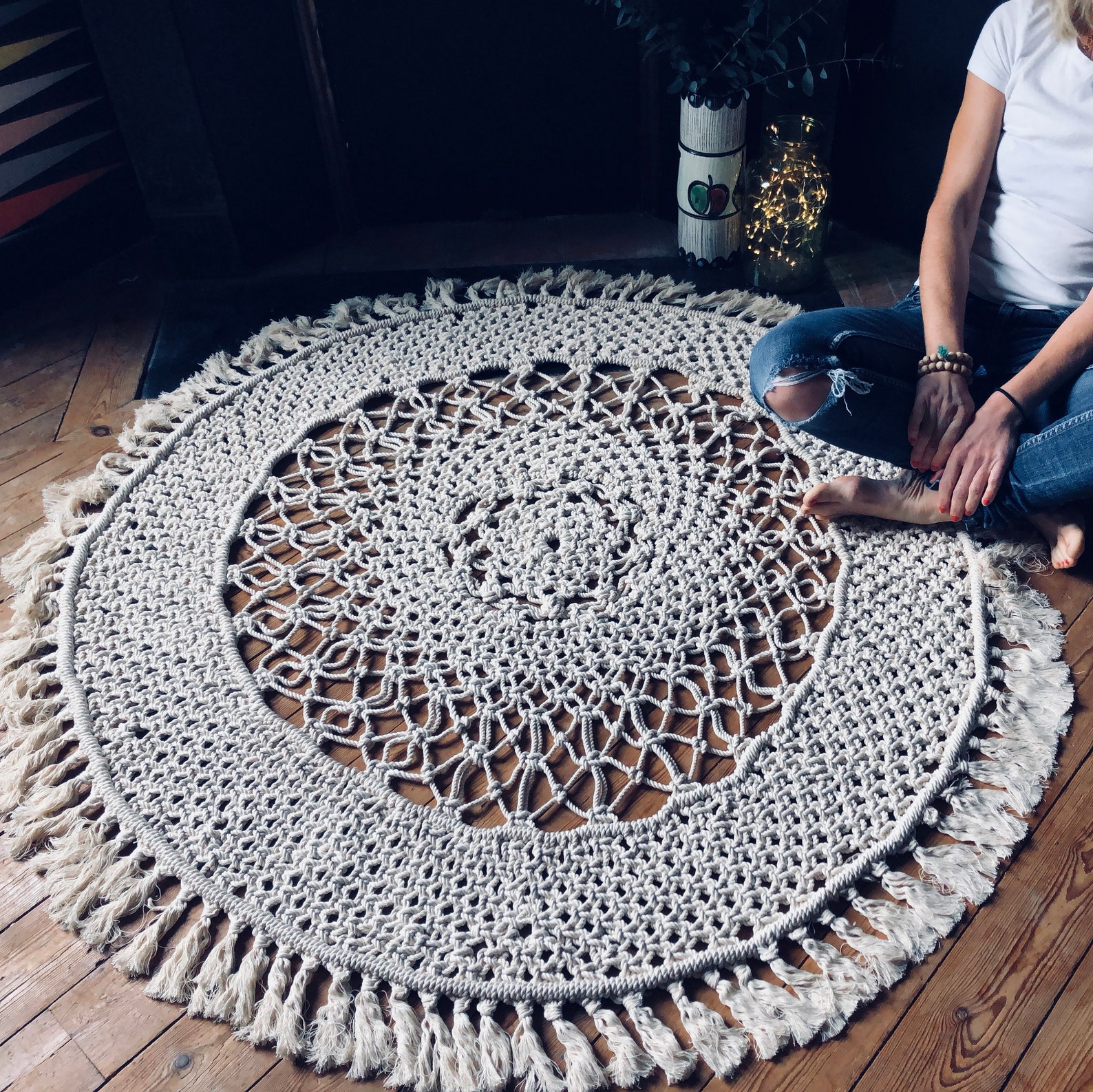 Macrame rug handmade in France | Etsy