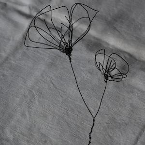 Handmade 3D Wire Flowers Bouquet, Set of 5 Stems, Minimal Vase or Wall ...