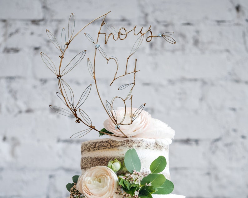 Wire Cake Topper Custom Wire Cake Topper Gold Cake Topper | Etsy
