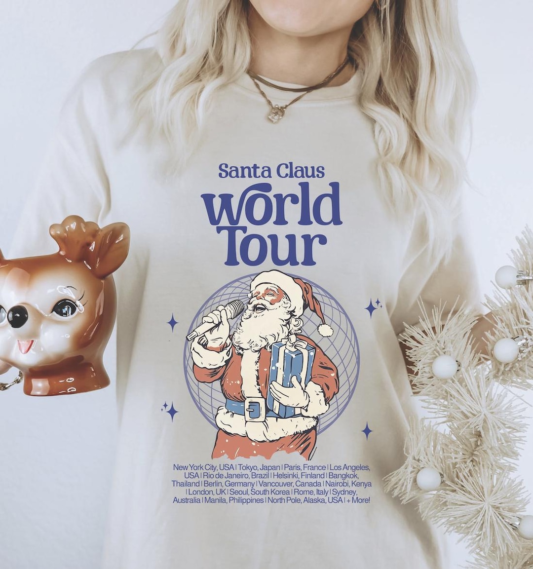 Vintage Inspired Santa World Tour T-shirt, Comfort Colors 1717, Retro ...