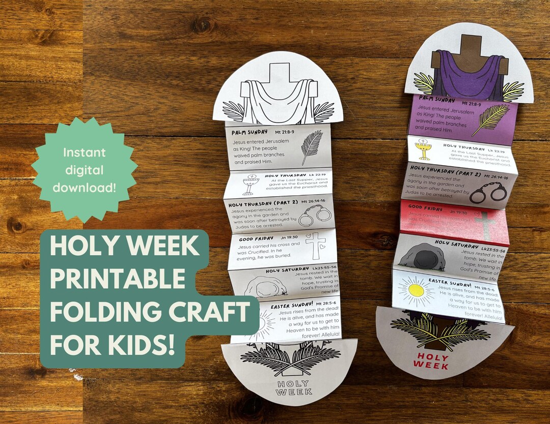 Kids Holy Week Folding Story Craft, Printable Holy Week, Catholic Holy ...