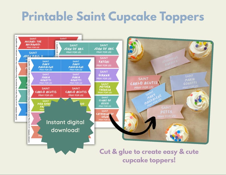 All Saints Day Cupcake Toppers, Saint Party Decor, Catholic All Saints ...