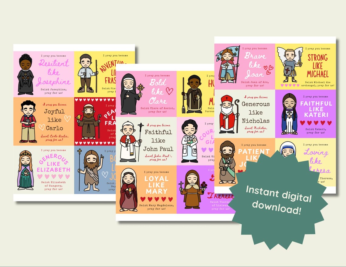 Catholic Printable Valentines Day Cards, Catholic Valentines Activity ...