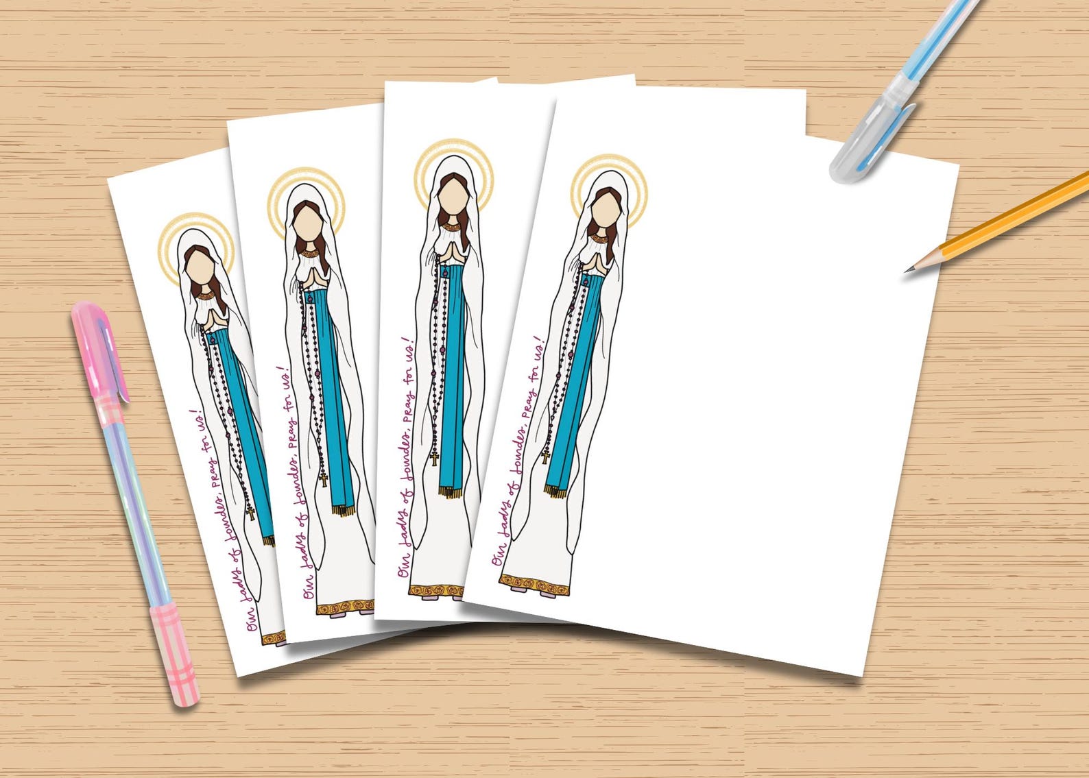 Our Lady of Lourdes Catholic Greeting Cards, Our Lady of Lourdes Gift ...